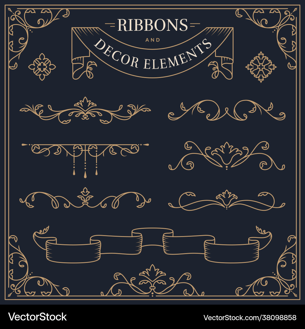 Vintage design elements - ribbons dividers Vector Image