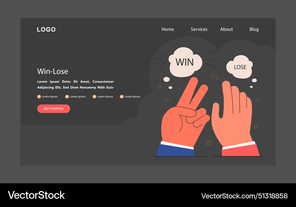 Win-lose scenario emphasizing strategic choices Vector Image
