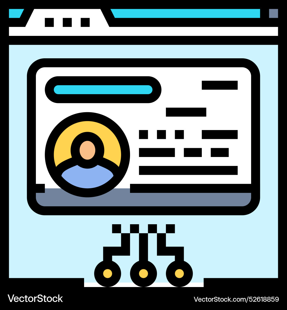 Attendee badge virtual conference color icon Vector Image