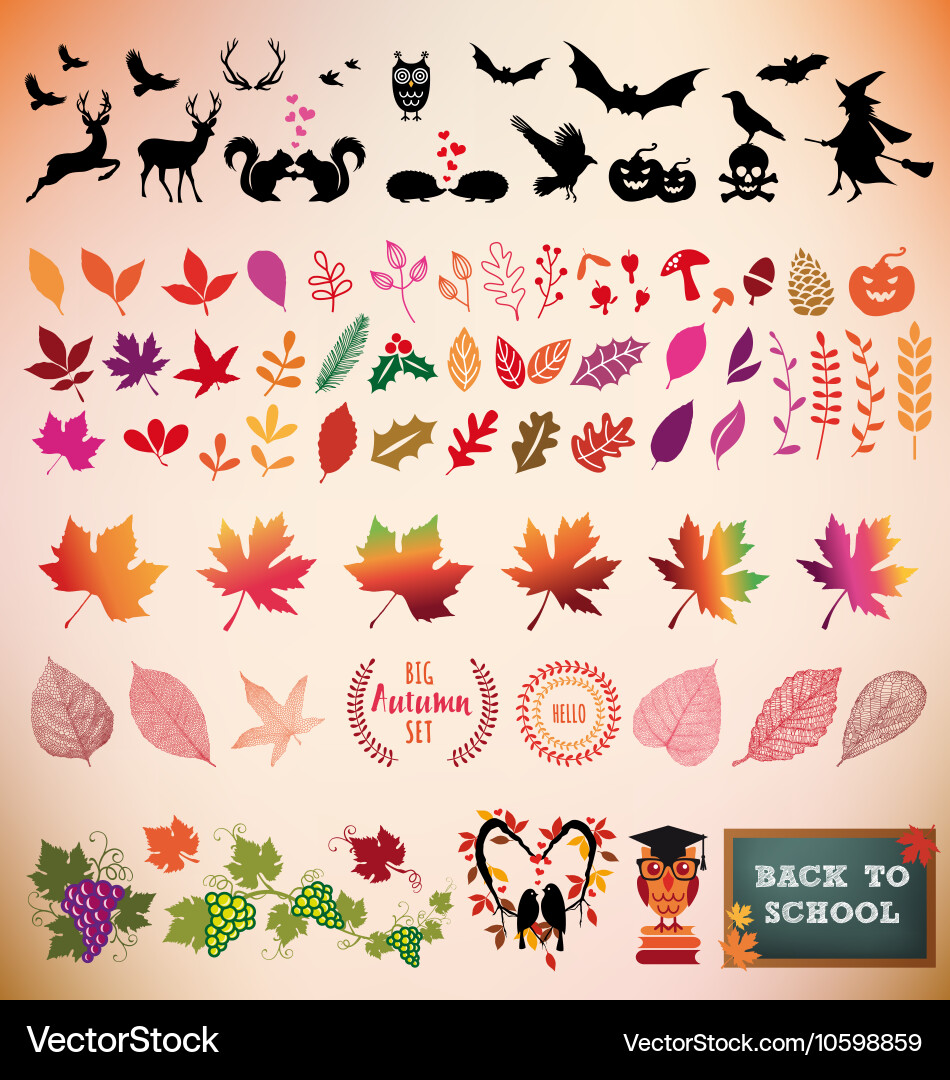 Autumn icon set design elements Royalty Free Vector Image