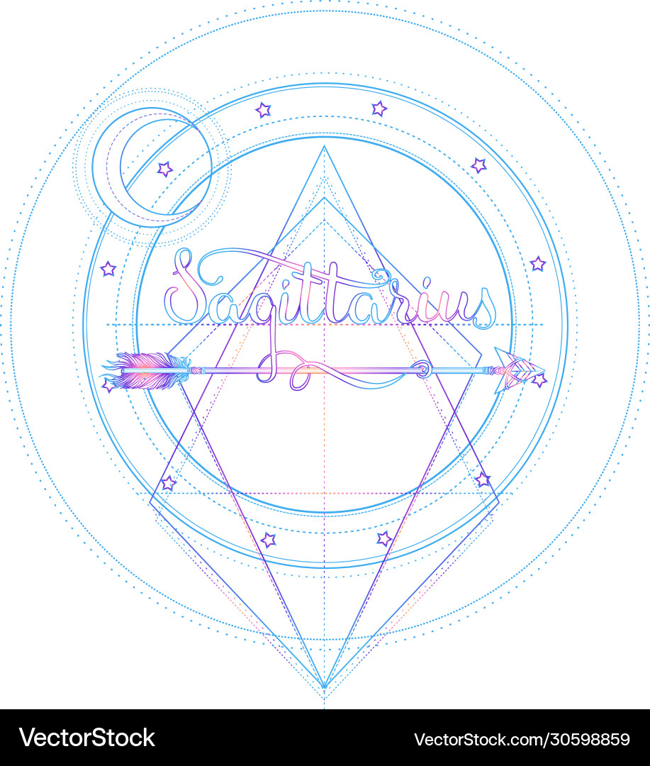 Blackwork tattoo flash sacred geometry arrow Vector Image