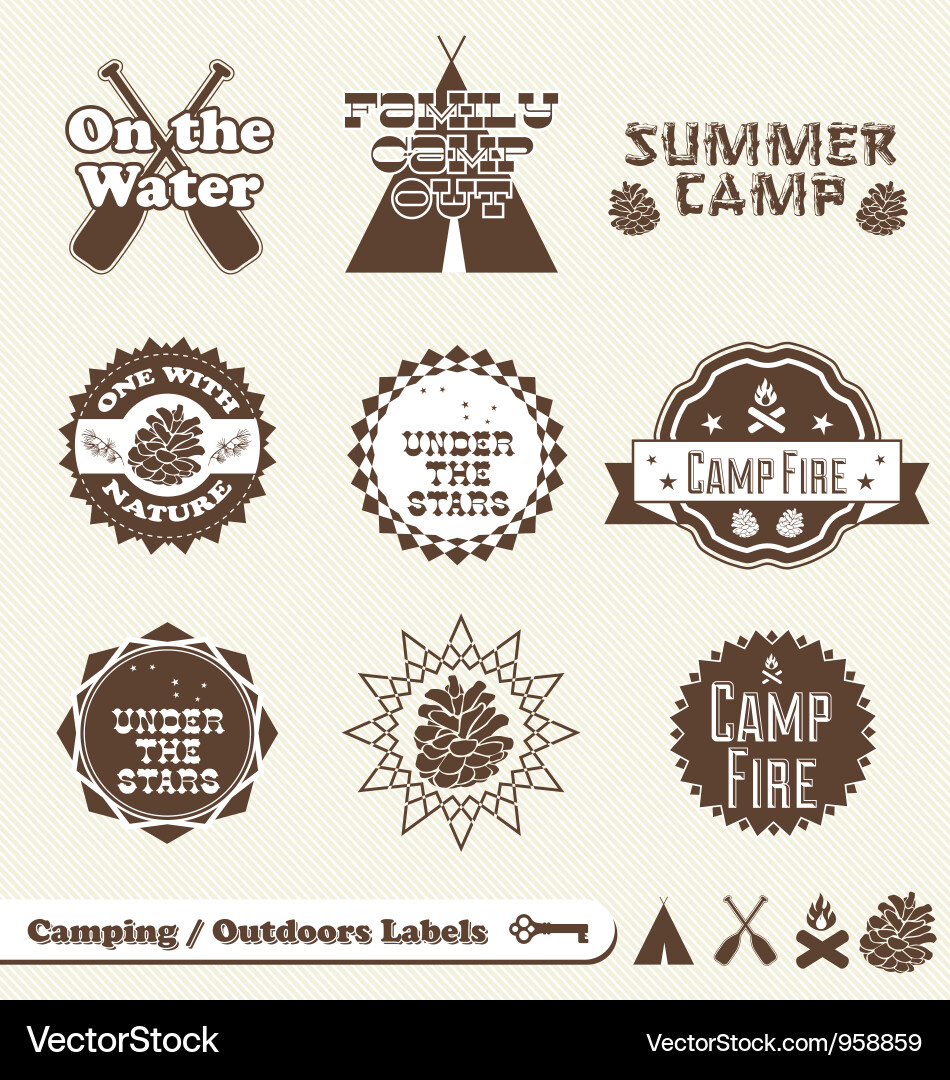 Camping labels Royalty Free Vector Image - VectorStock