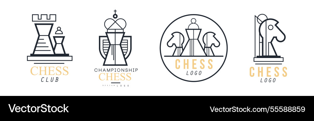 Chess championship logo and label design Vector Image
