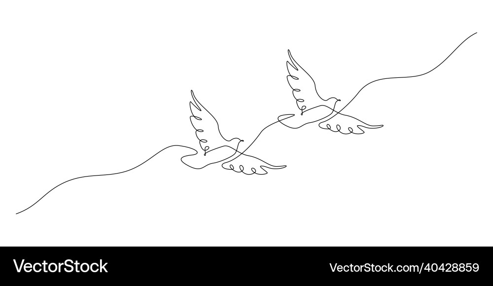 Continuous Line Doves Royalty Free Vector Image