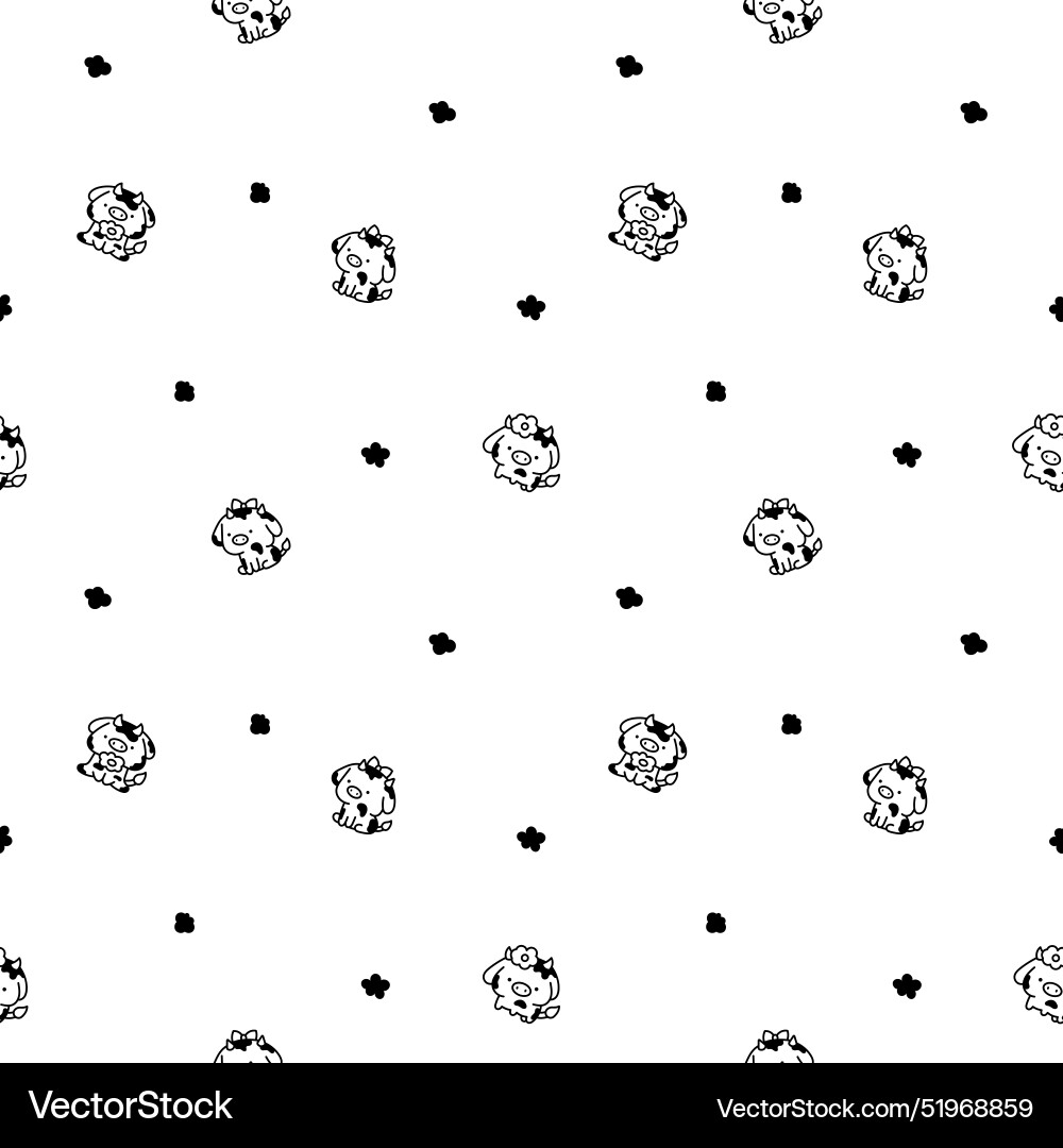 Cute baby cow seamless pattern coloring page Vector Image