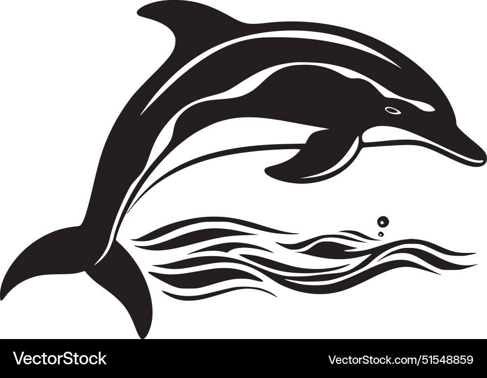 Dolphin - black and white Royalty Free Vector Image