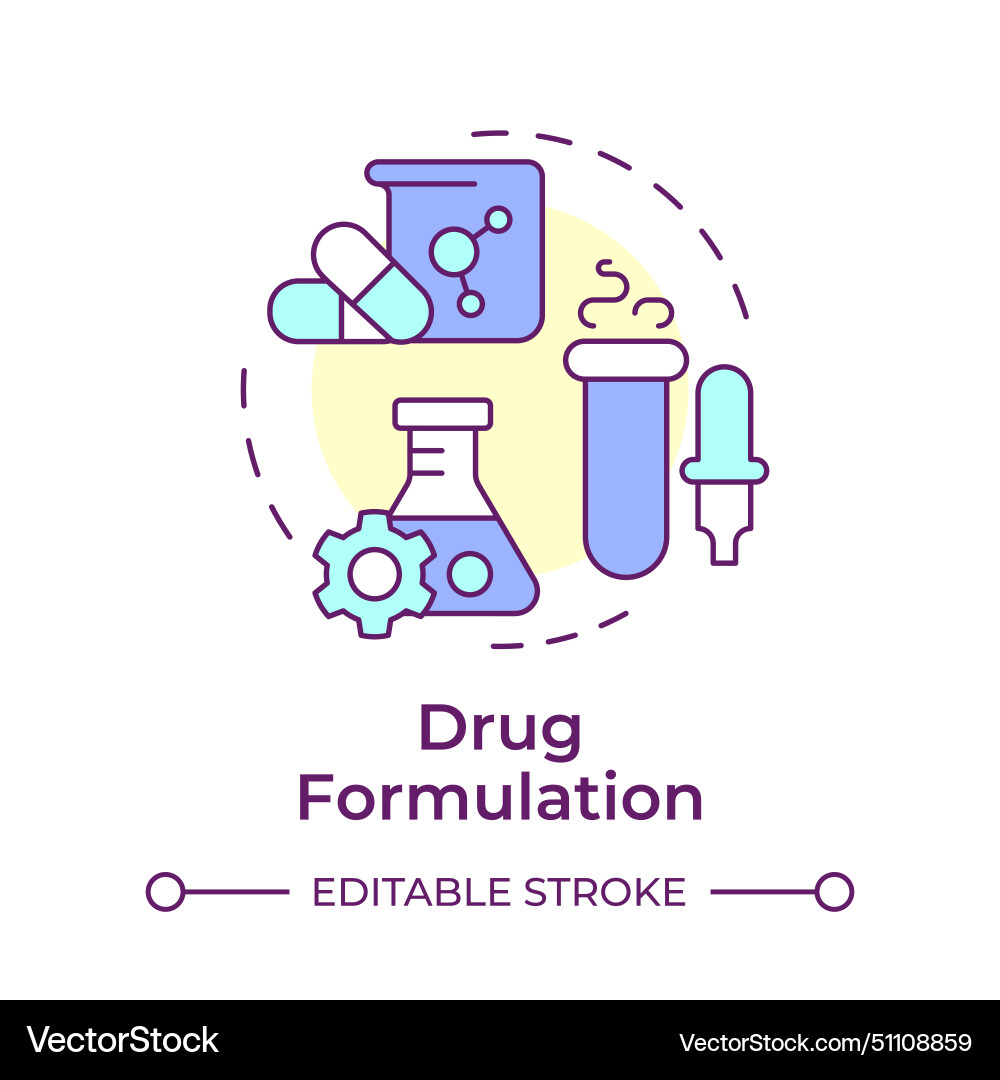 Drug formulation multi color concept icon Vector Image