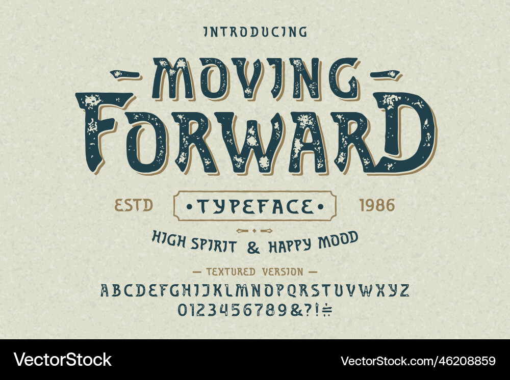 Font moving forward letters and numbers Royalty Free Vector