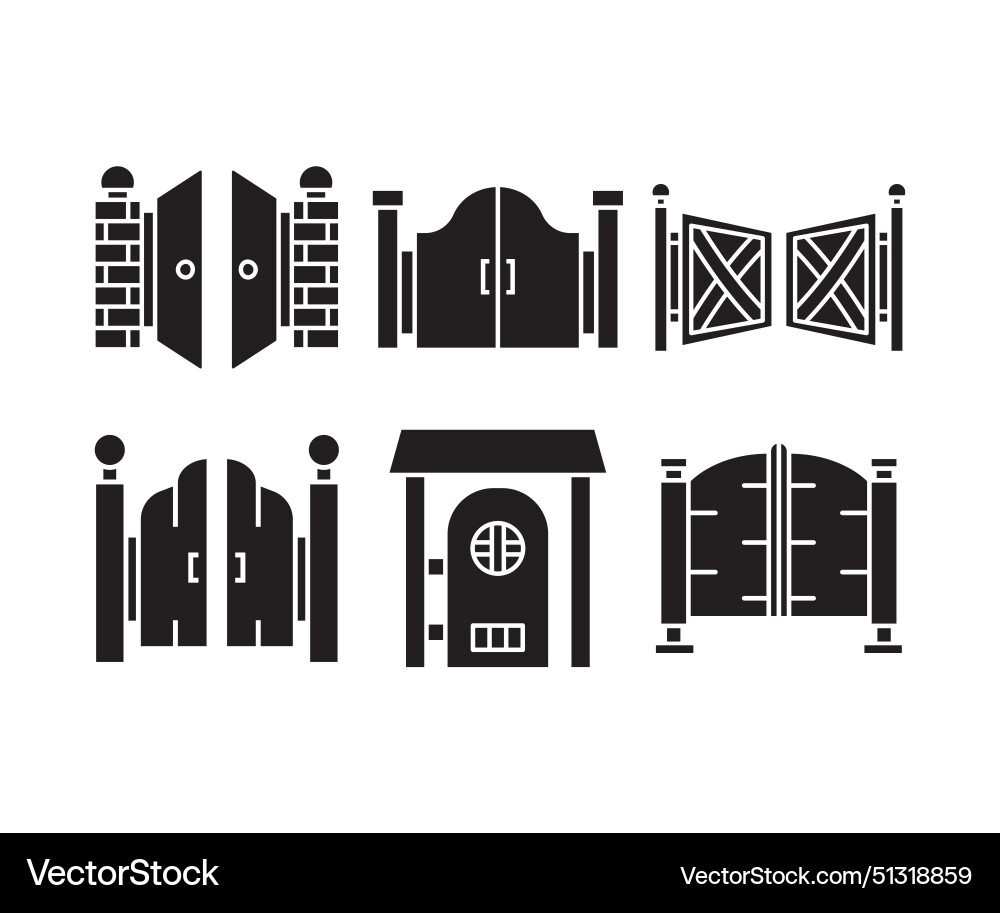 Gate and fence icons Royalty Free Vector Image