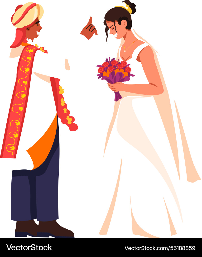 Indian groom and bride Royalty Free Vector Image