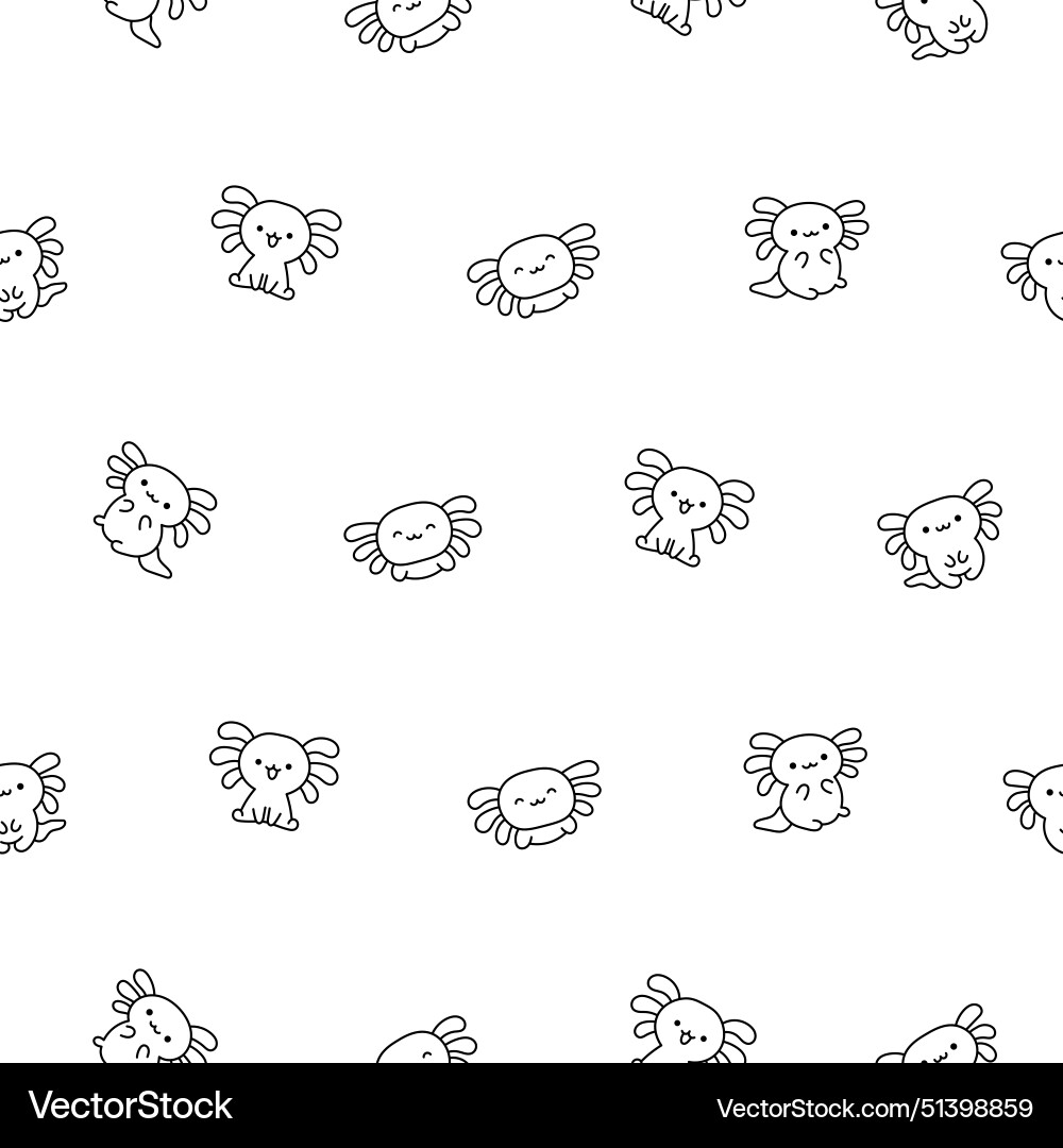 Little axolotl seamless pattern coloring page Vector Image