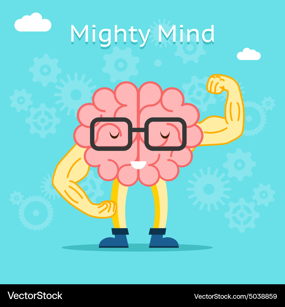 Mighty mind concept brain with great creative Vector Image