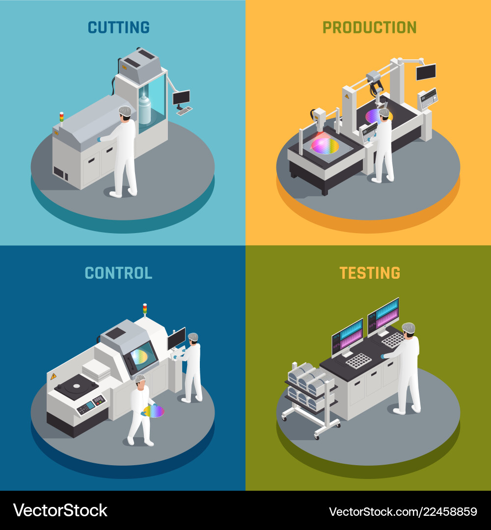 Semiconductor production design concept Royalty Free Vector