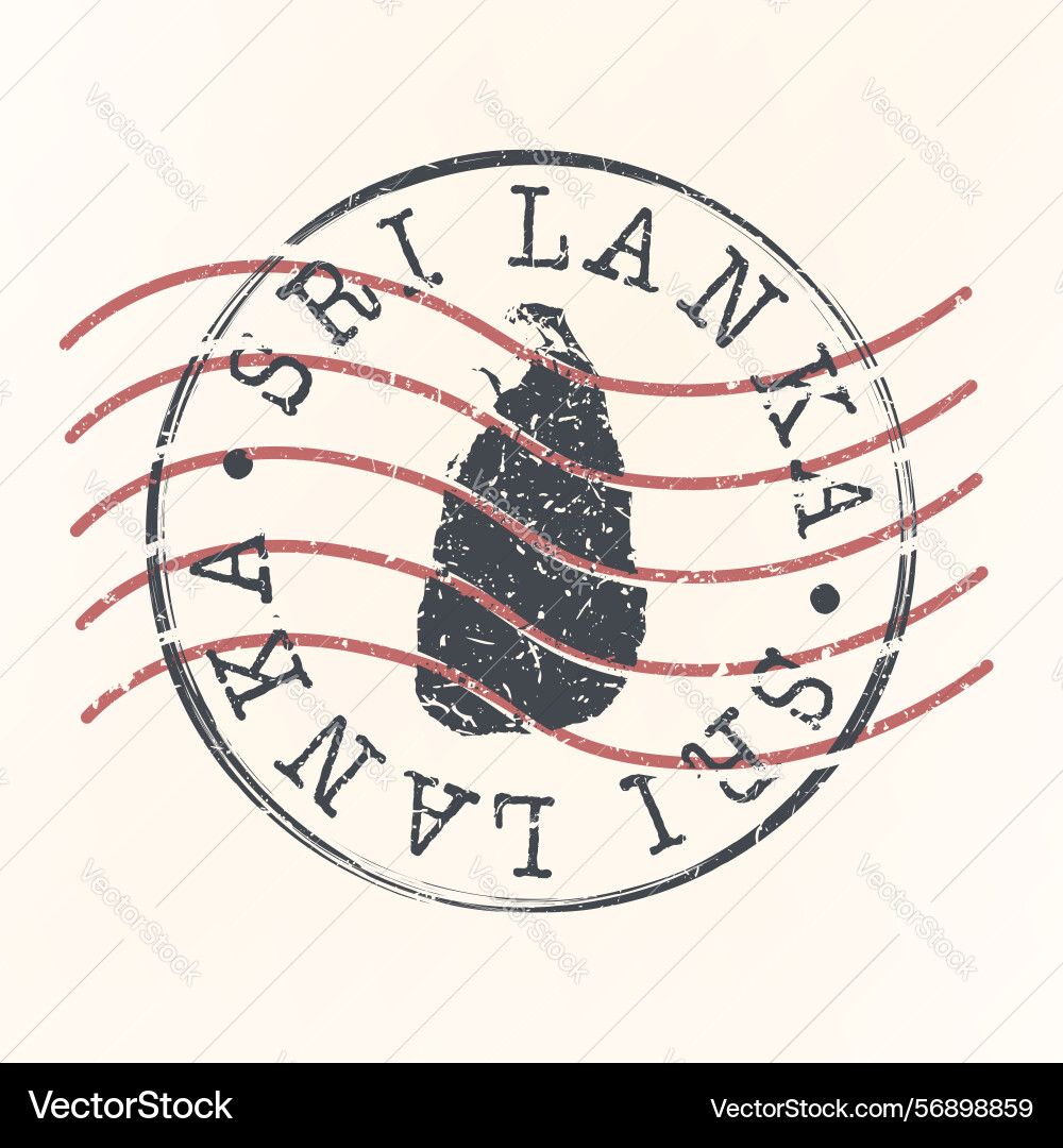 Sri lanka stamp postal map silhouette seal passp Vector Image