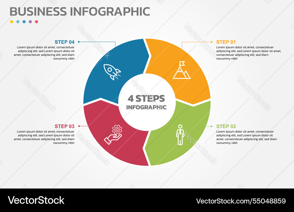 Visual data presentation cycle diagram with 4 Vector Image