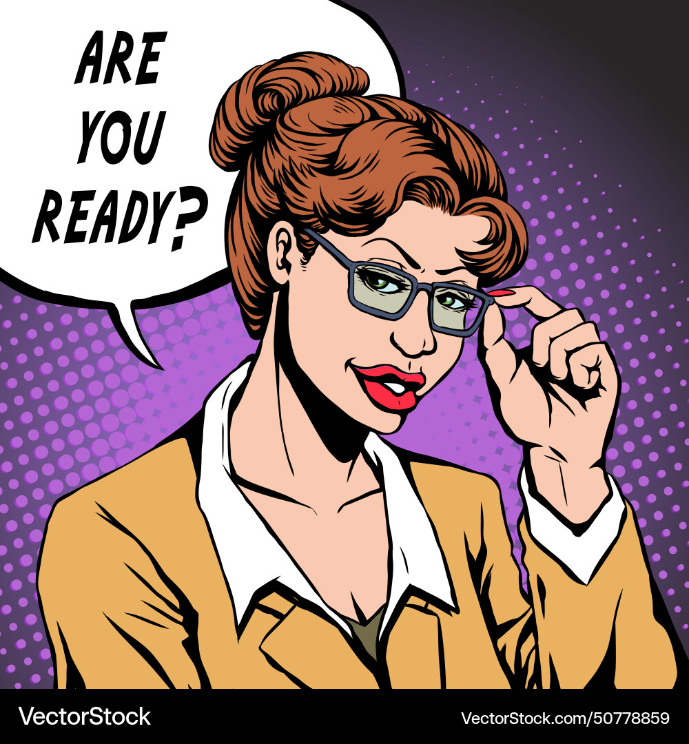 Woman asks are you ready Royalty Free Vector Image