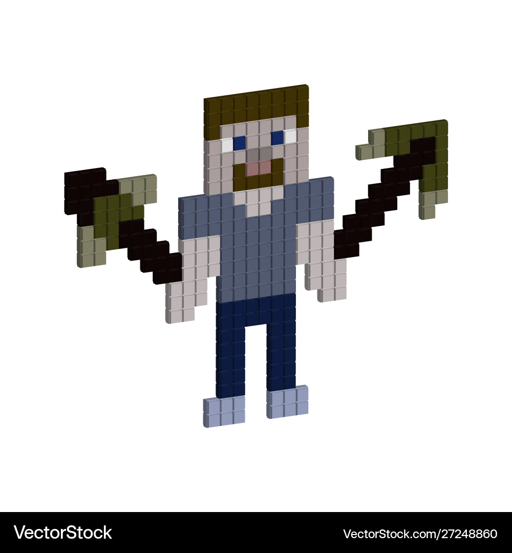 3D Pixel Art Man Character Royalty Free Vector Image