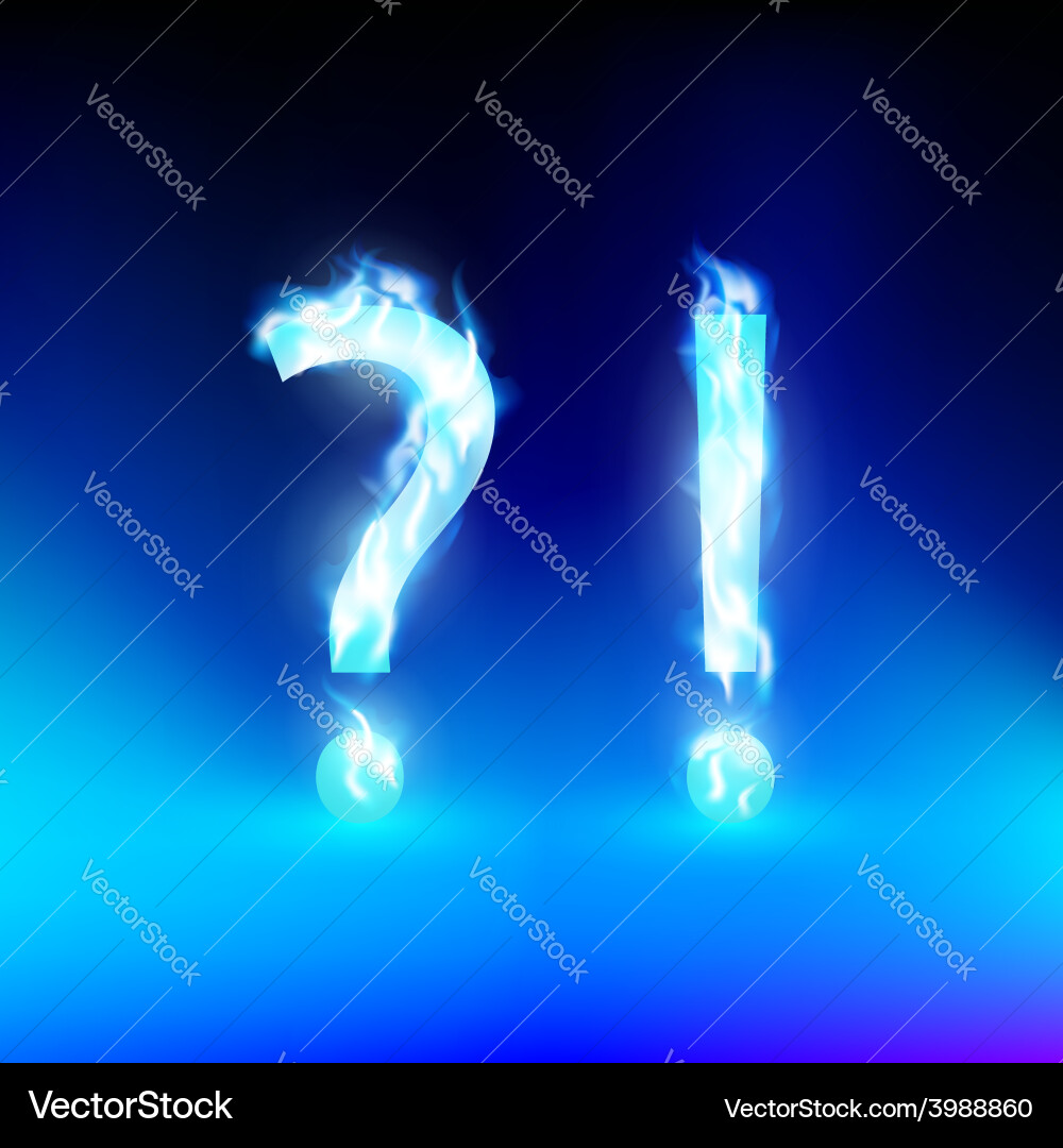 Blue Flame Symbols - Question Mark & Exclamation