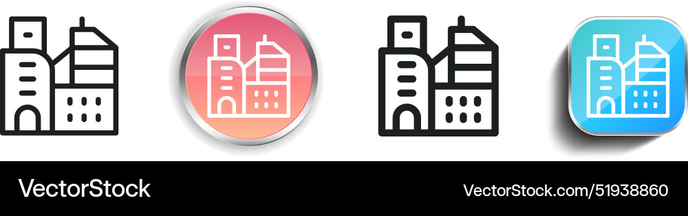 Buildings icon thin linear regular and button Vector Image