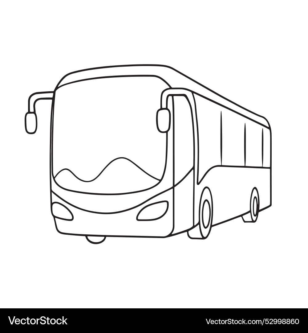 Bus one line continuous art on white Royalty Free Vector