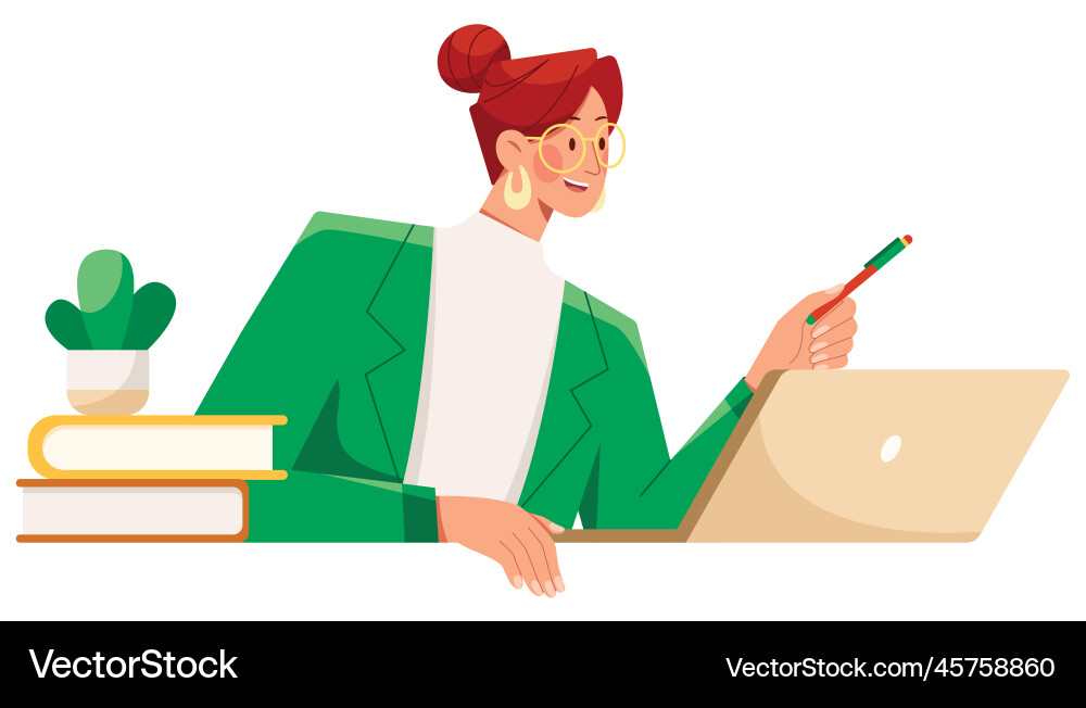 Businesswoman making presentation Royalty Free Vector Image