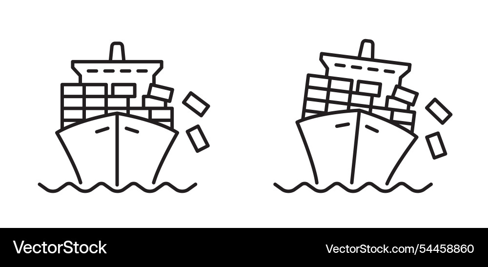 Cargo container ship fall or falling Royalty Free Vector