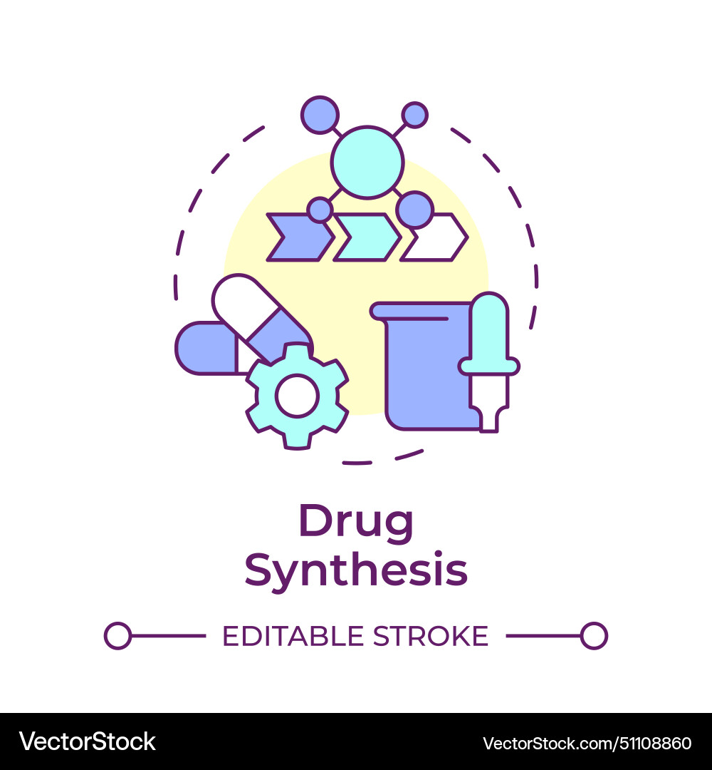 Drug synthesis multi color concept icon Royalty Free Vector
