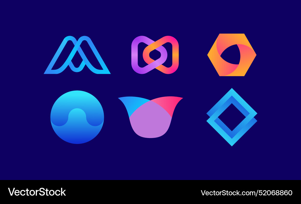 Full color abstract logo design collections Vector Image