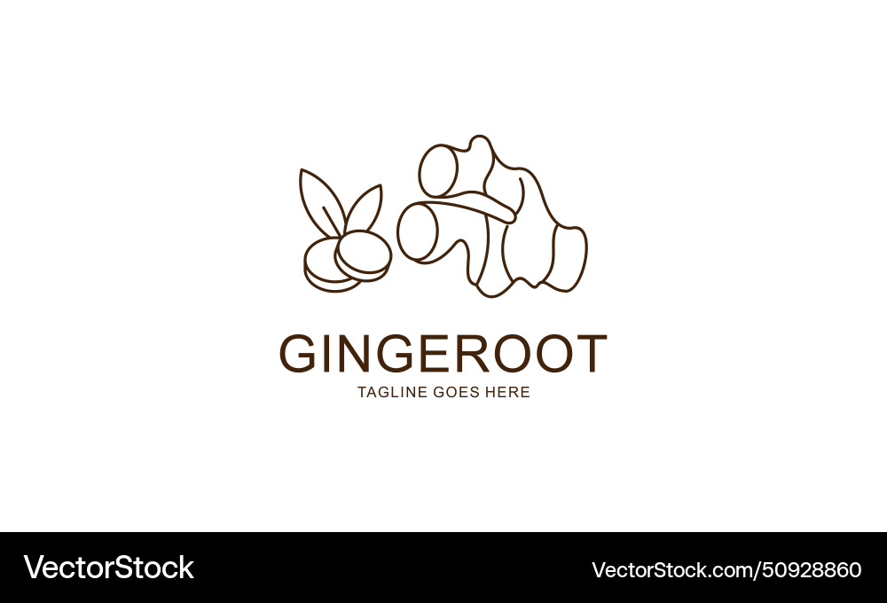 Ginger root logo round linear Royalty Free Vector Image