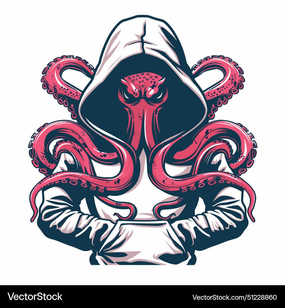 Hacker octopus in a sweater esport logotype icon Vector Image