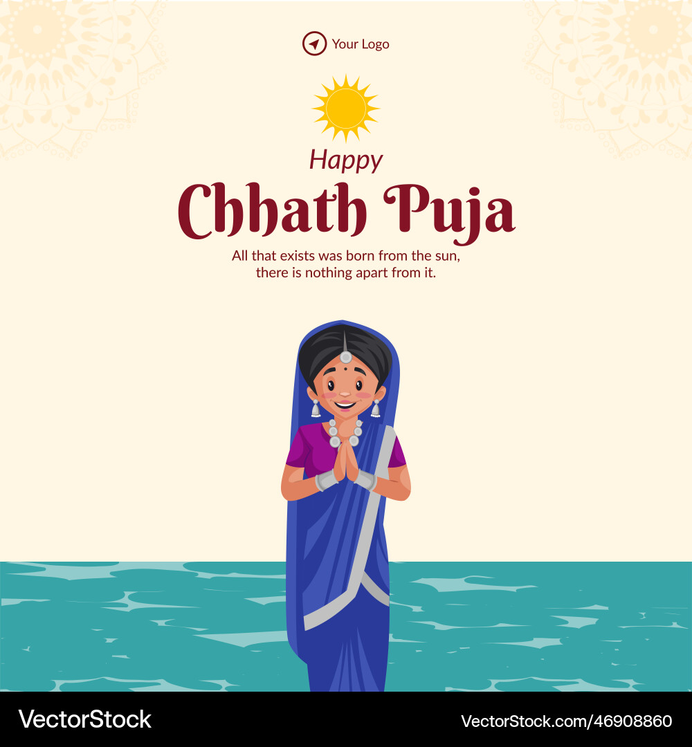 Happy chhath puja banner design template Vector Image