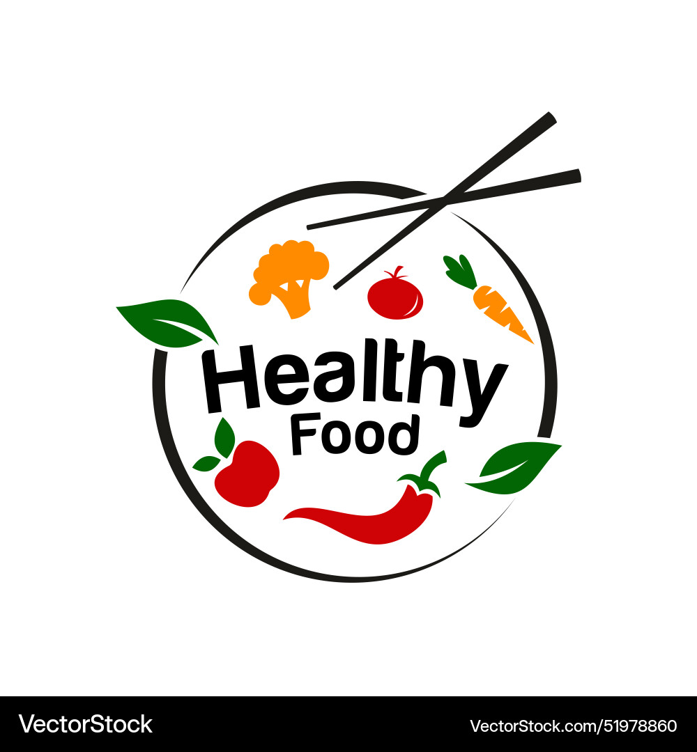 Healthy food logo design Royalty Free Vector Image