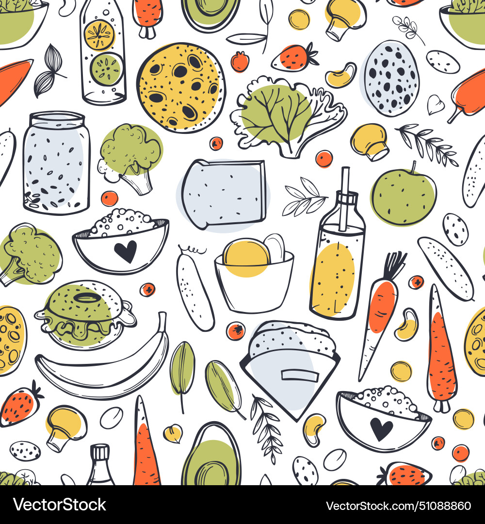 Healthy food pattern Royalty Free Vector Image