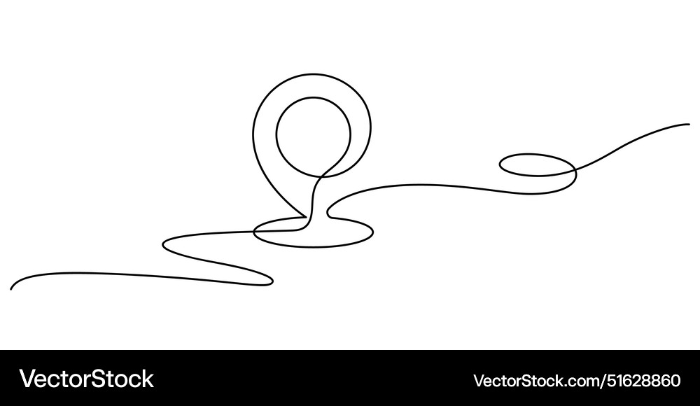 Map pin icon hand drawn continuous line drawing Vector Image