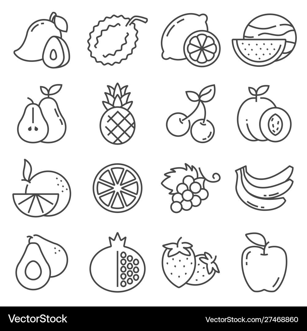 Set fruit icons Royalty Free Vector Image - VectorStock Set fruit icons Royalty Free Vector Image - VectorStock