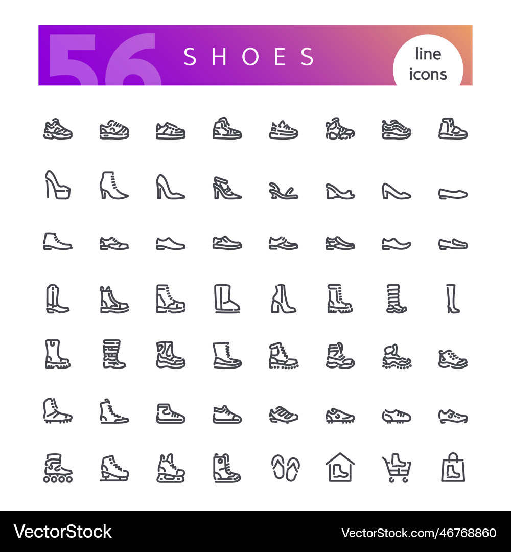 Shoe Line Icons - Diverse Styles Royalty Free Vector Image
