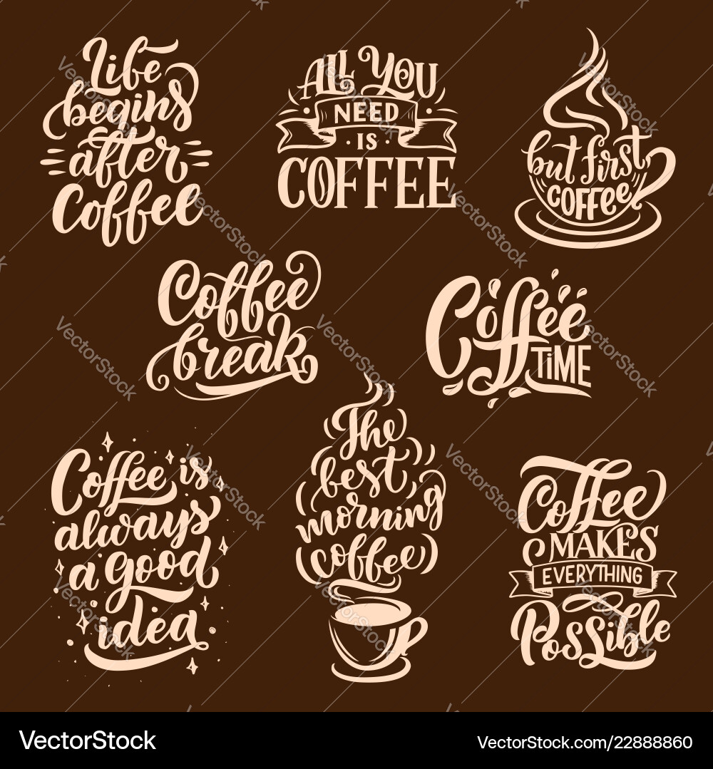 Steaming coffee drink lettering Royalty Free Vector Image