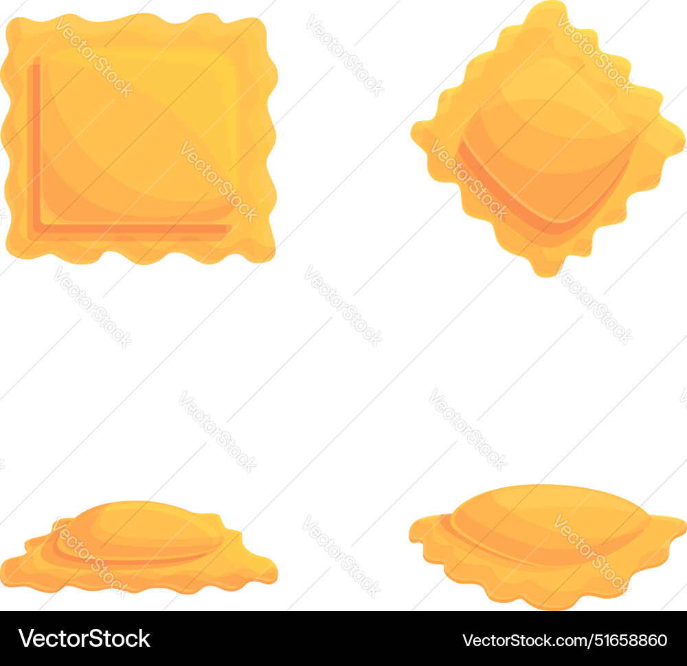Various ravioli icons set cartoon Royalty Free Vector Image