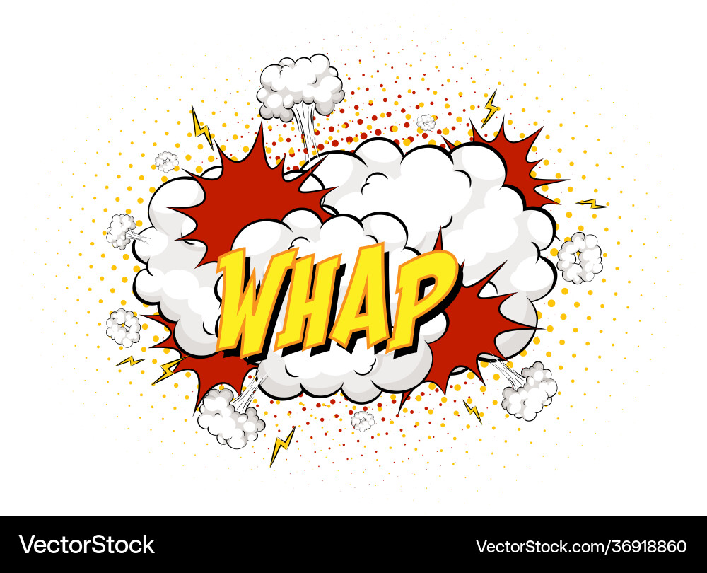 Whap-Text von Comic Cloud Explosion isoliert Vektorbild