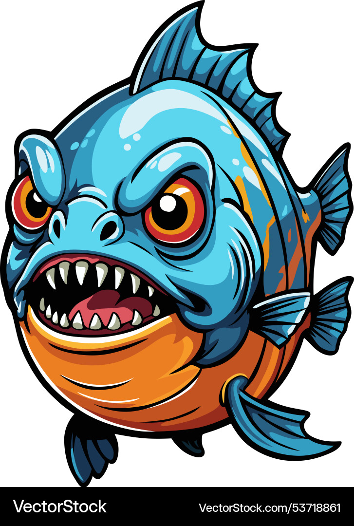 Cartoon Piranha - Fierce Predator Royalty Free Vector Image