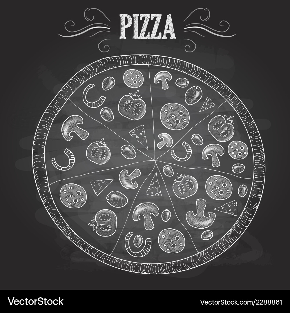 Chalk drawings pizza Royalty Free Vector Image