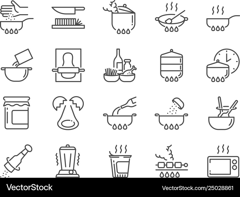 Cooking line icon set Royalty Free Vector Image