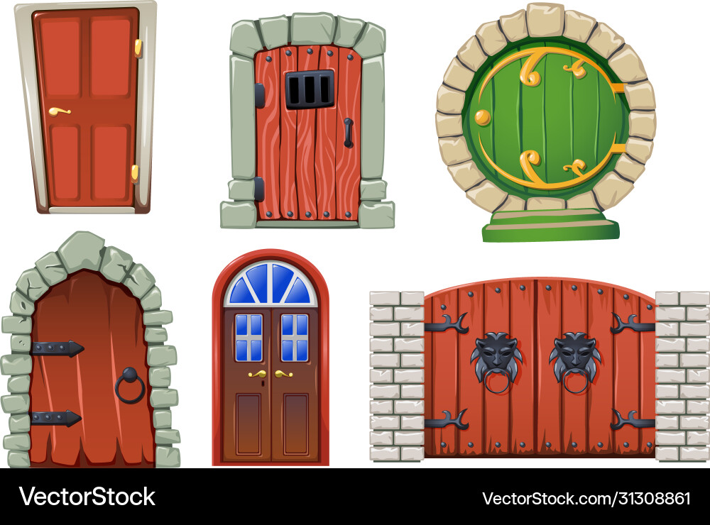 Doors cartoon set Royalty Free Vector Image - VectorStock