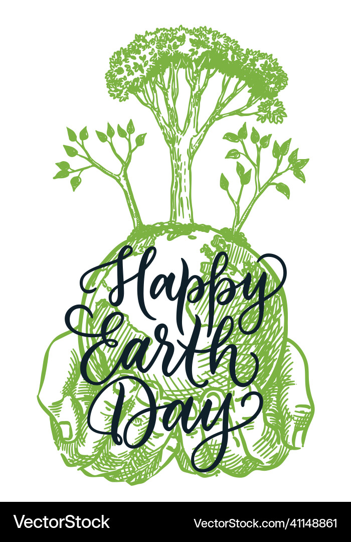 Earth day calligraphy lettering banner poster Vector Image