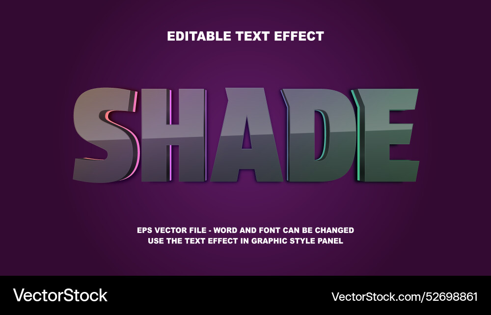 Editable text effect shade 3d template Royalty Free Vector
