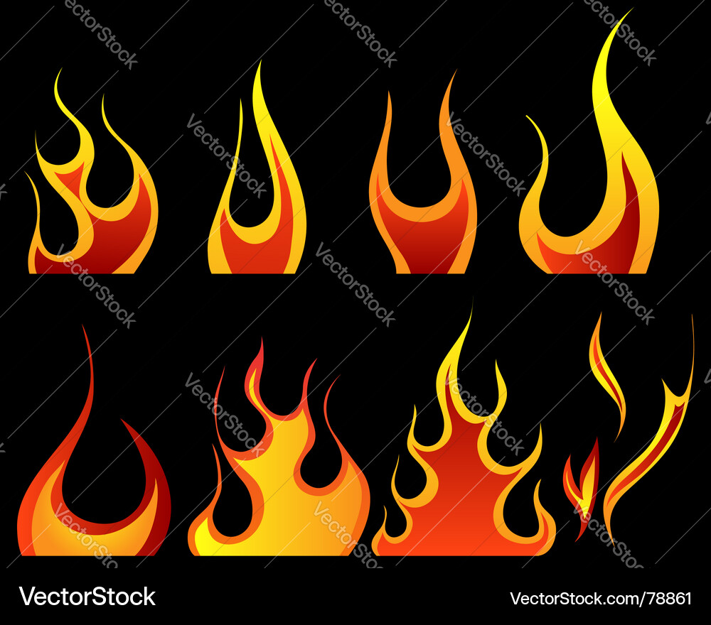 Fire patterns set Royalty Free Vector Image - VectorStock