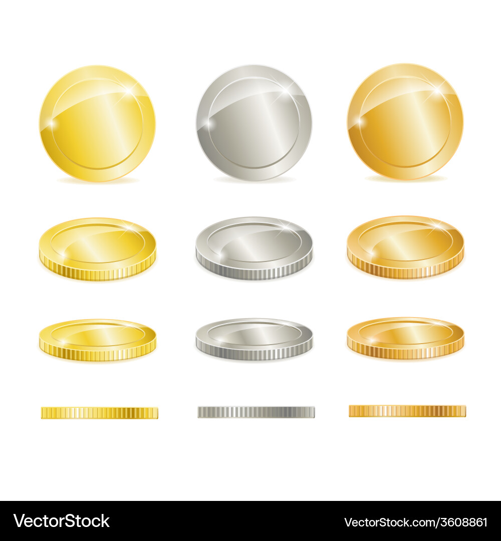 Gold silver and copper coins Royalty Free Vector Image