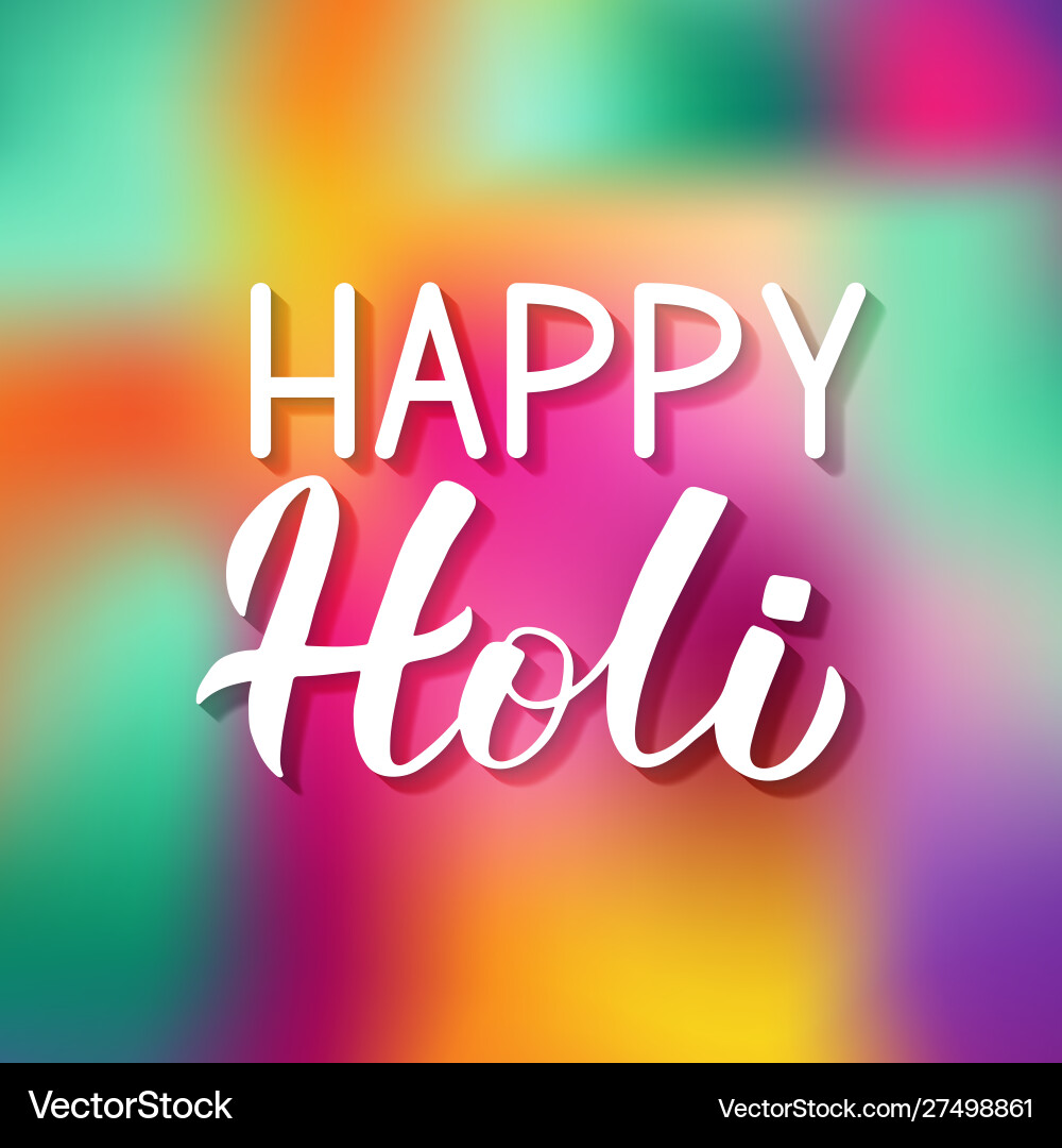 Holi calligraphy hand lettering on bright Vector Image