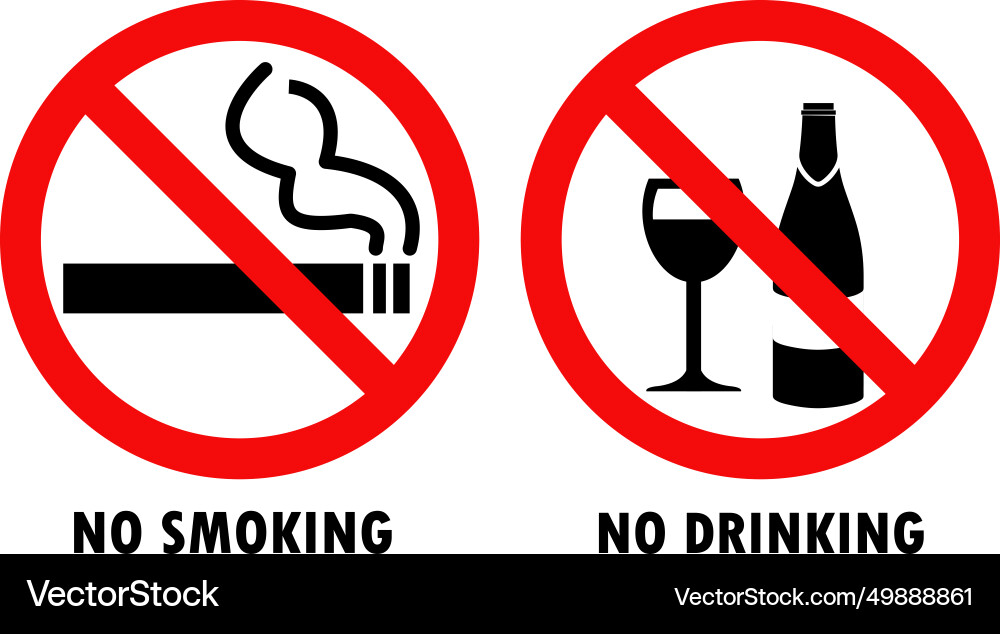 No Smoking & Drinking Caution Sign Royalty Free Vector
