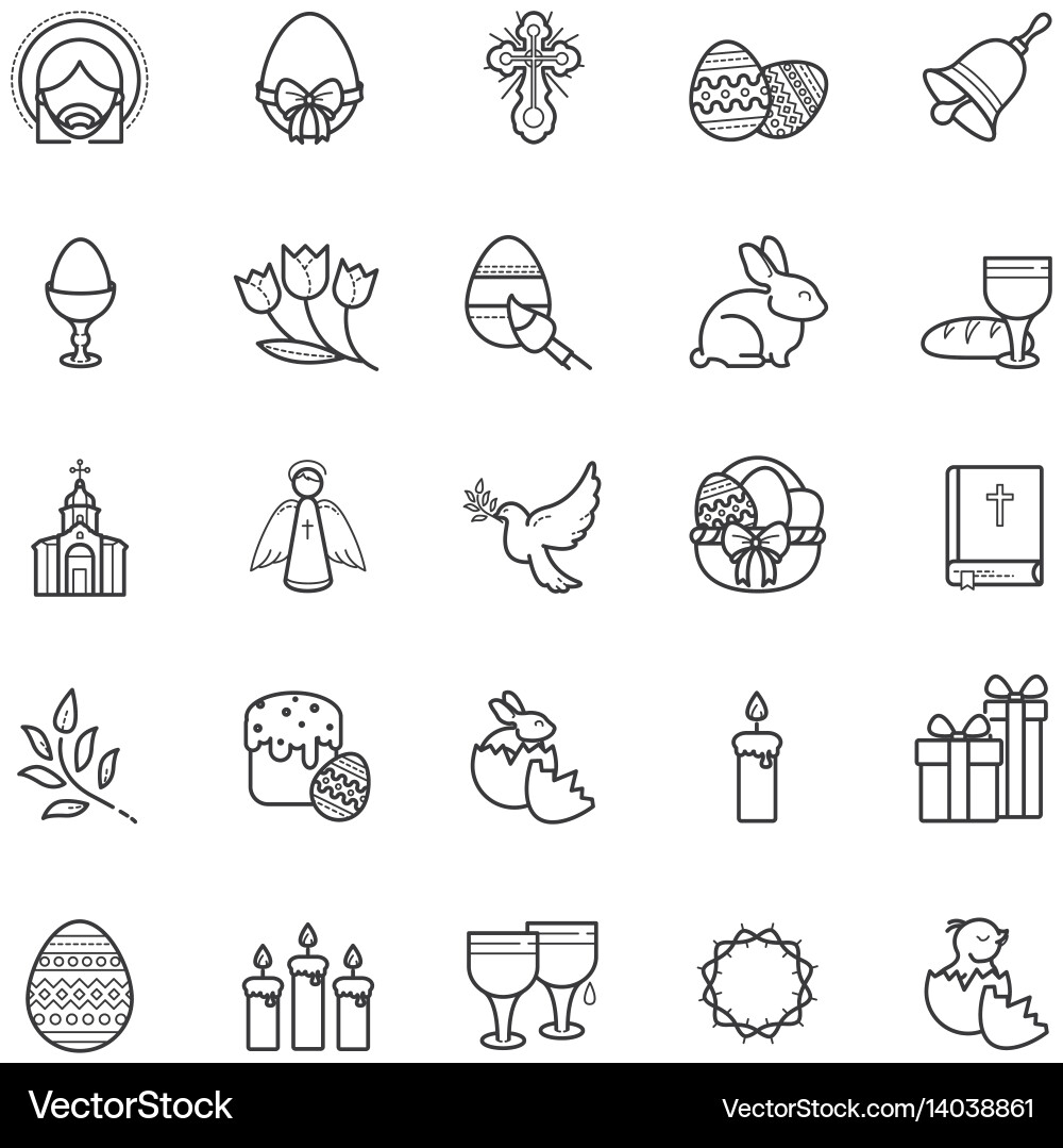 Outline icons - easter symbols spring set Vector Image